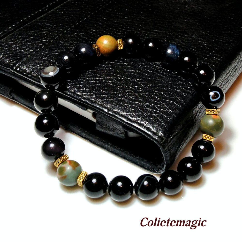 Славянский оберег, плетеный браслет Coliete, агат, яшма