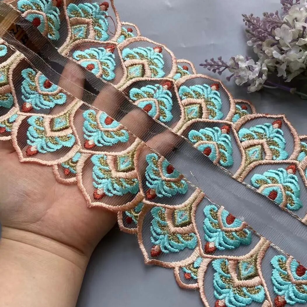 Ретро голубое кружево с блестками YUMMY 5.8см