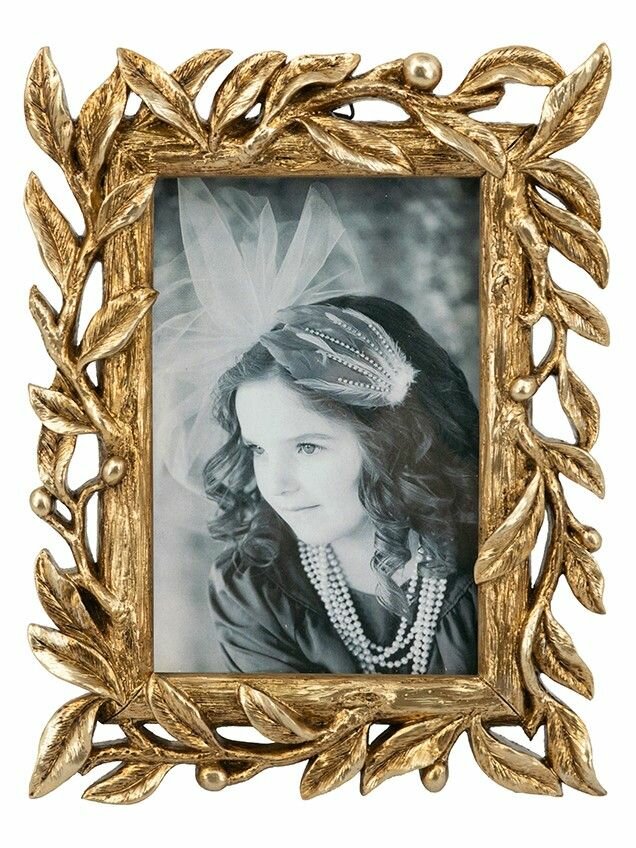 Фоторамка настольная золотистая 17х2х22 см из полисмолы и стекла