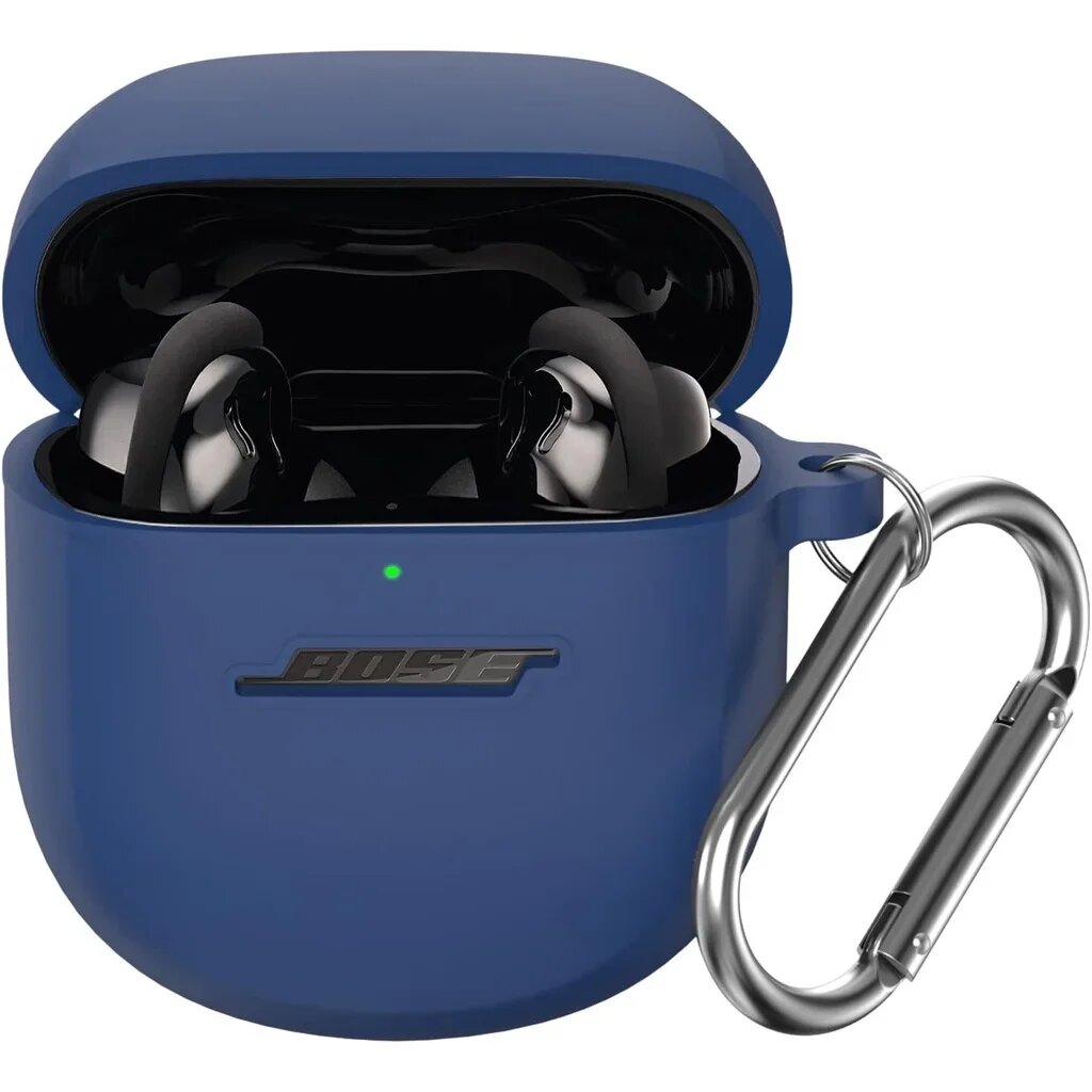 Силиконовый чехол с карабином для наушников Bose QuietComfort II 2022 и Bose QuietComfort Ultra Blue