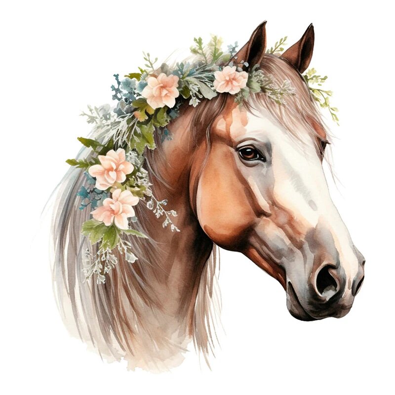 C225 # Акварель Бохо Лошадь Стикер Стены Ванная Комната Туалет Декор Гостиная Шкаф Холодильник Украшения Дома Наклейки