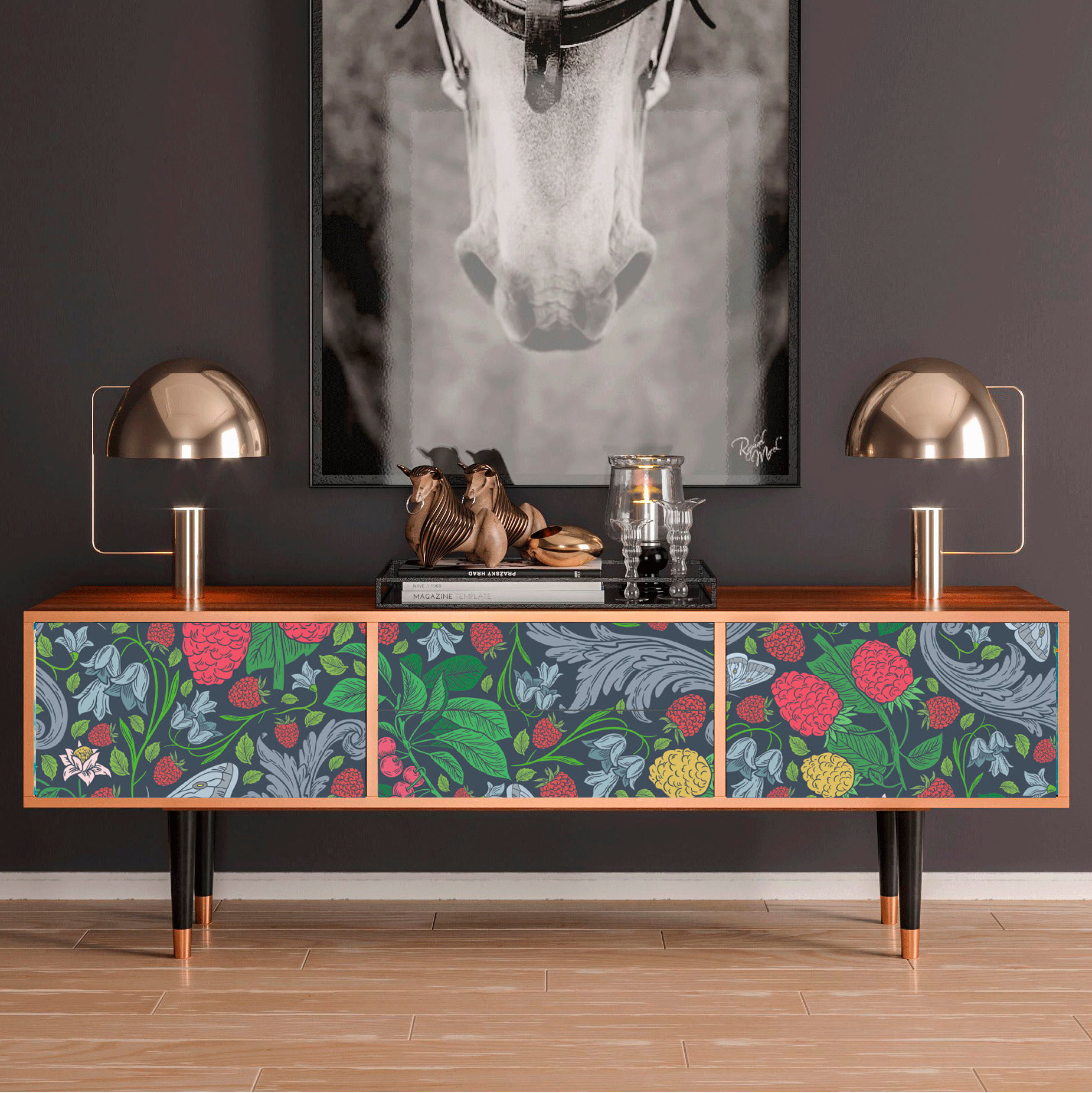 ТВ-Тумба - STORYZ - T4 Summer Berries, Размер - 170 x 59 x 48 см, Цвет корпуса - , Орех