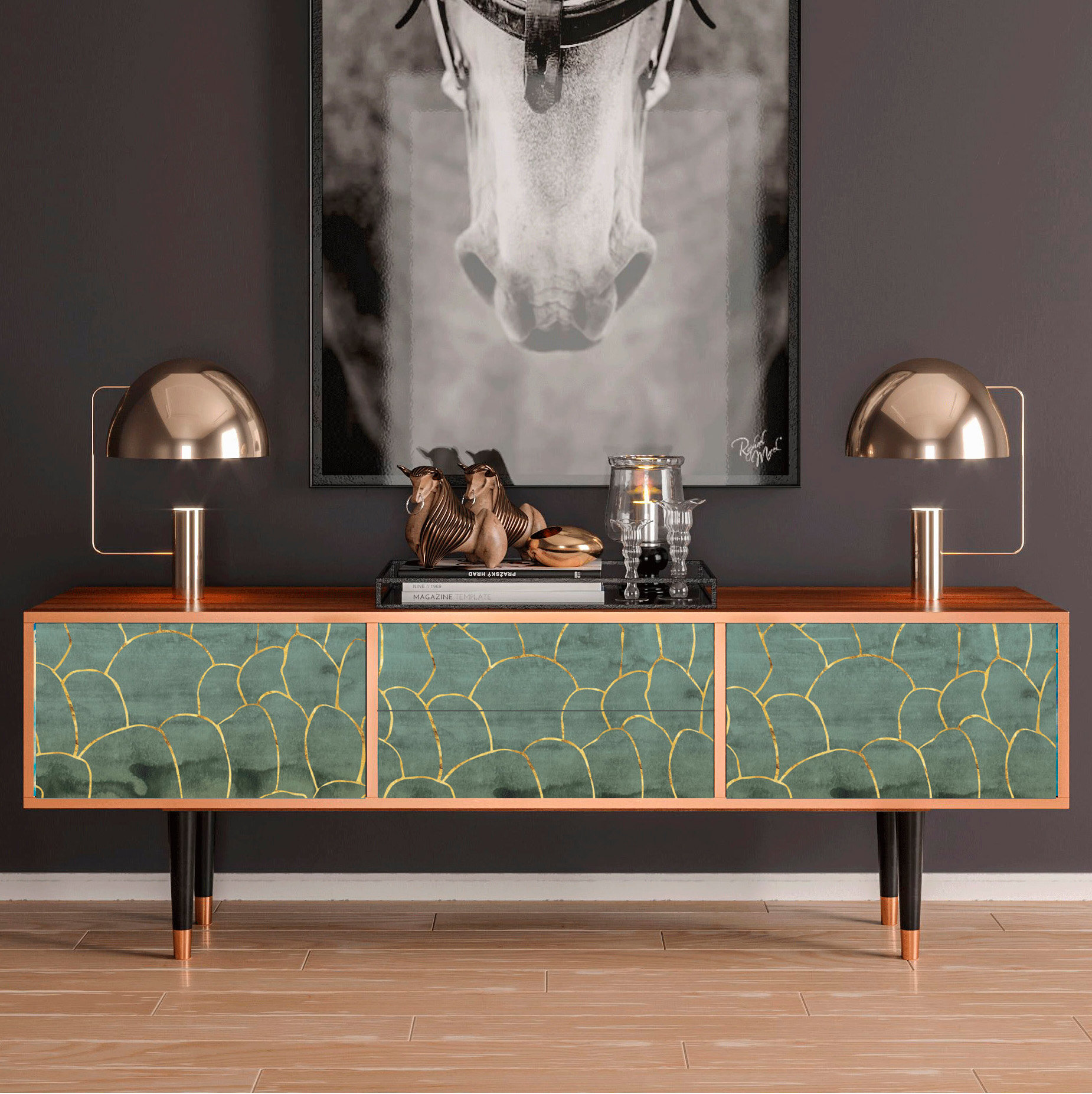 ТВ-Тумба - STORYZ - T4 Magnificent Water Lily, Размер - 170 x 59 x 48 см, Цвет корпуса - , Орех