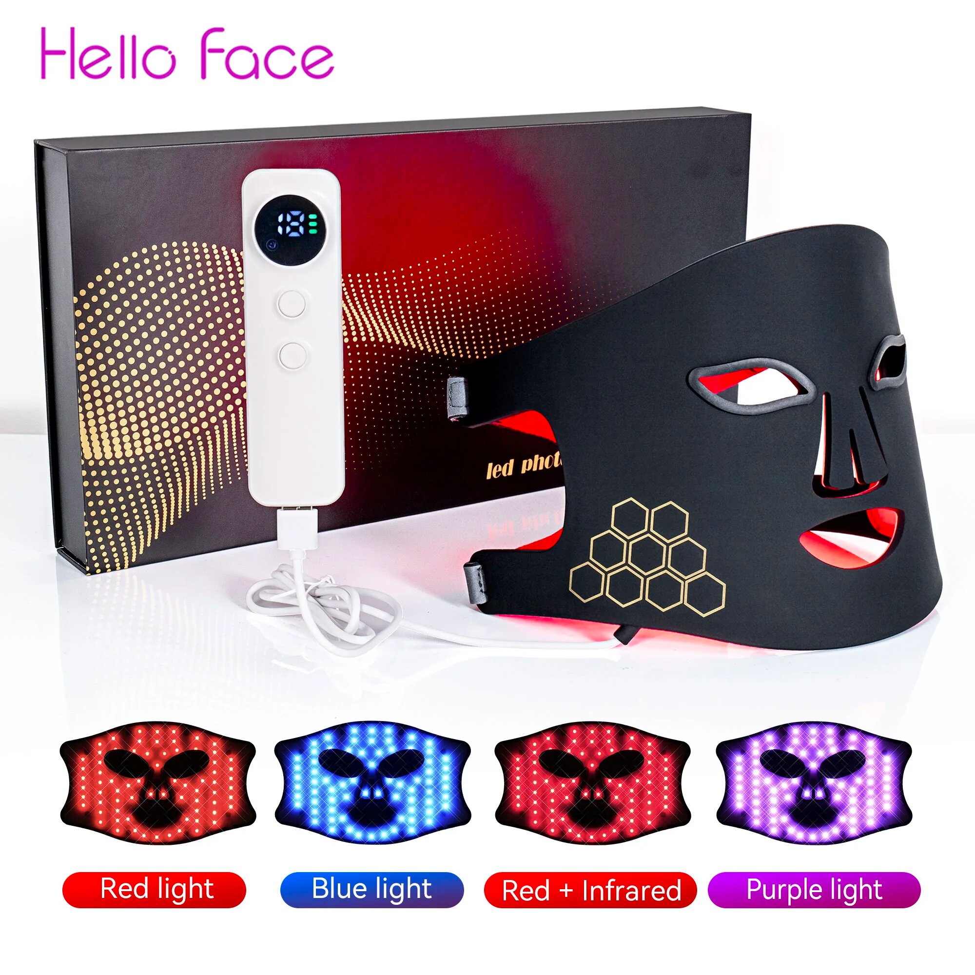 Hello Face портативная LED-маска для лица Black LED MASK