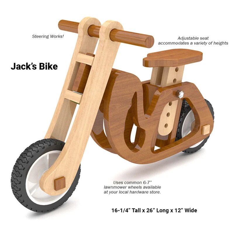 Детская качалка деревянная Мотоцикл 66х30х41