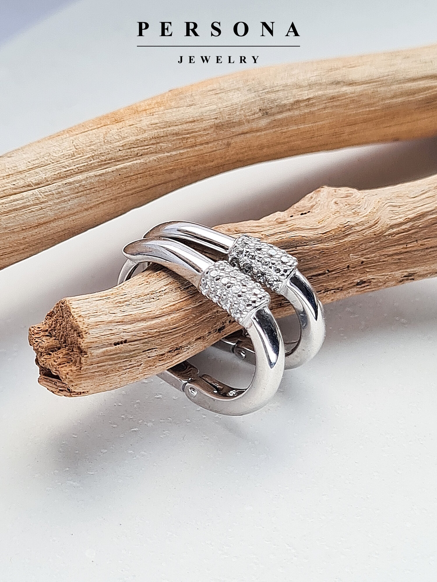 Серьги конго, серебро, 925 проба, родирование, фианит