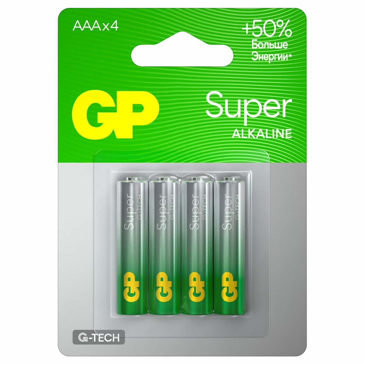 Батарейка GP Super G-Tech AAA/LR03 (24A алкалиновая, BC4, блистер) (GP 24AA21-2CRSBC4), 160шт.
