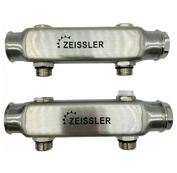 TIM Коллектор из нержавеющей с межосевым расстоянием выходов 100 мм 1*1/2 (2 выхода) ZSc.404.060402S