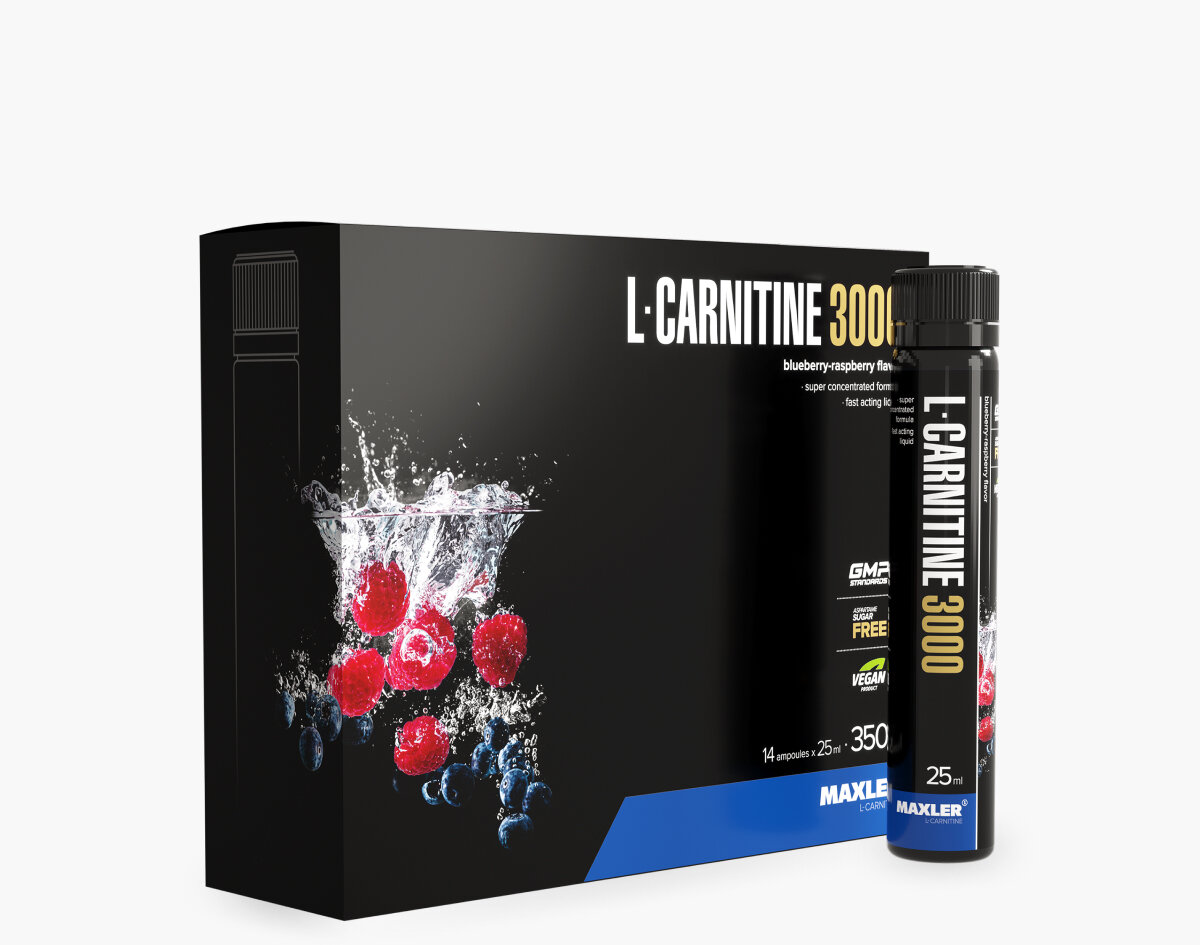 Карнитин Maxler L-Carnitine 3000 мг. (14 х 25 мл.) - Черника-Малина