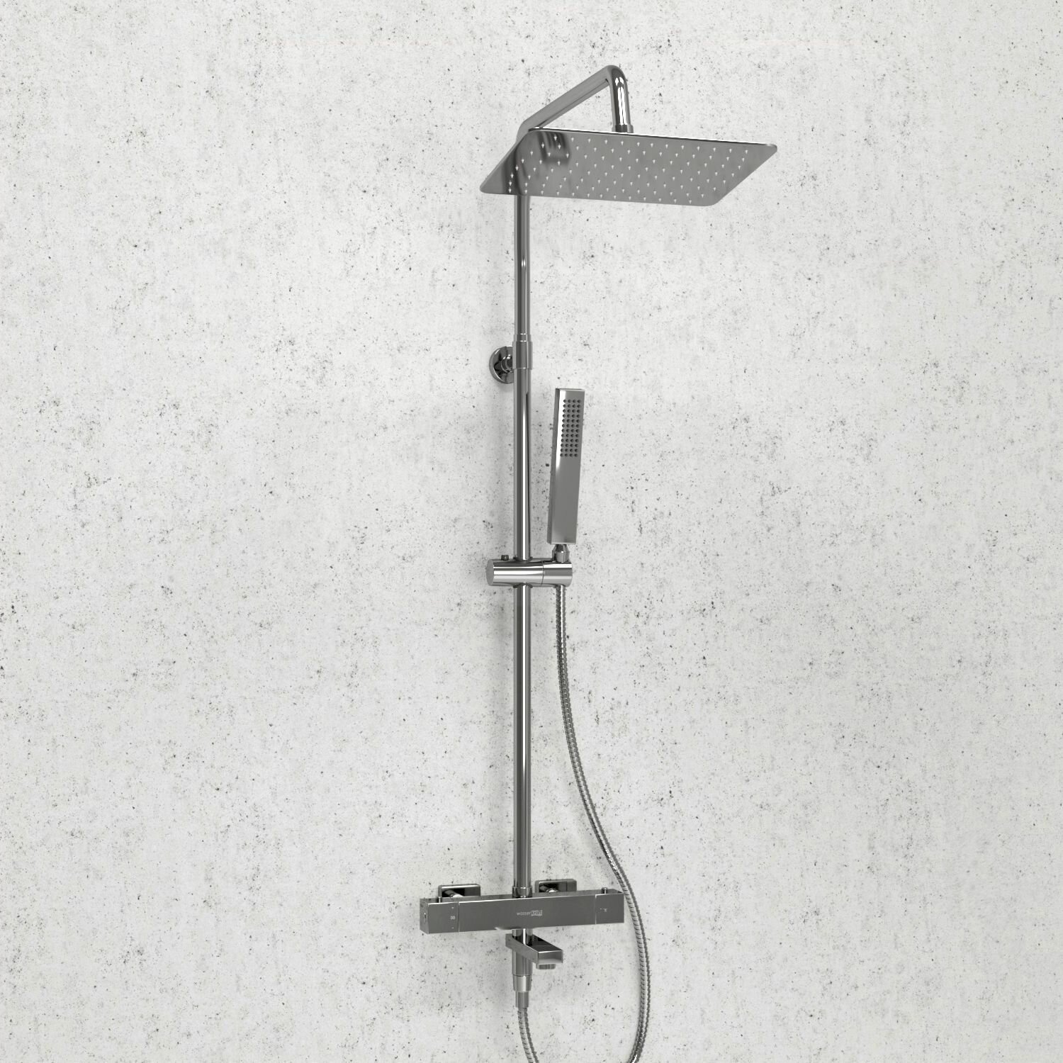 Душевая система с термостатом и тропическим душем T WasserKRAFT, хром