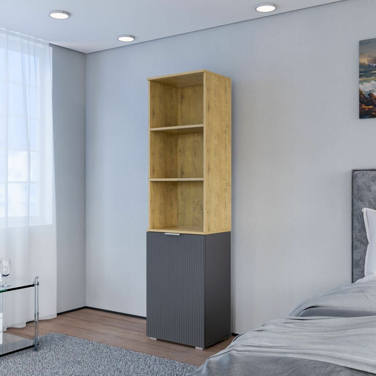 Стеллаж деревянный напольный с полками Салерно 13 50 х 36 х 190 см