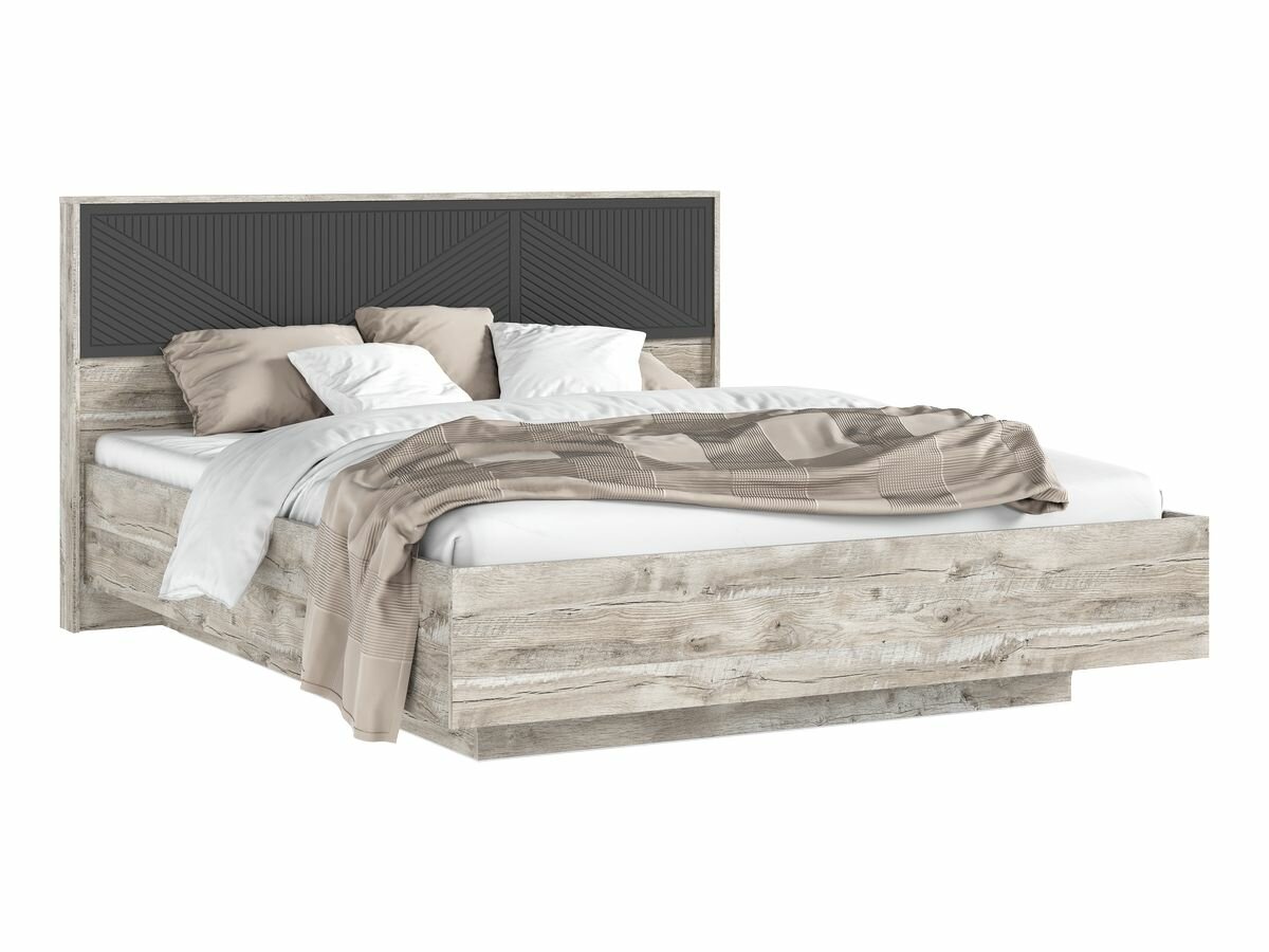 Кровать двухспальная 160х200 парящая с подъемным механизмом Браш Графит/Дуб Юкон