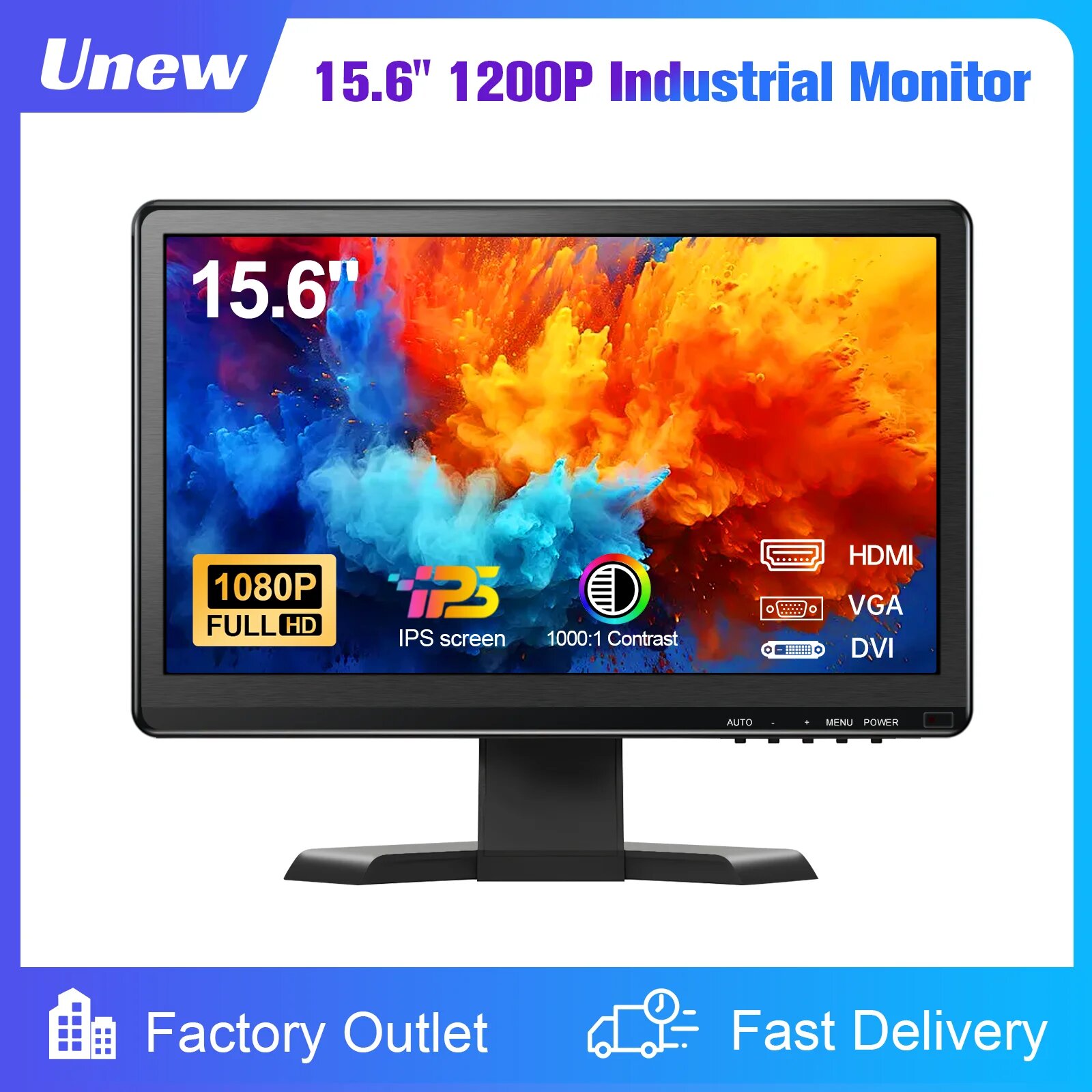 Unew 15.6-дюймовый IPS-монитор Full HD Европейская вилка (EU Plug)