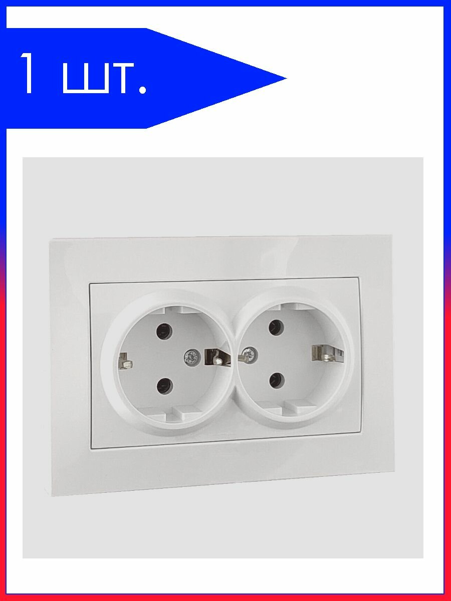 Розетка Встраиваемая Двойная С заземлением Белоснежный IP20 16А 250В VEGA EL-BI арт. 510-015630-907