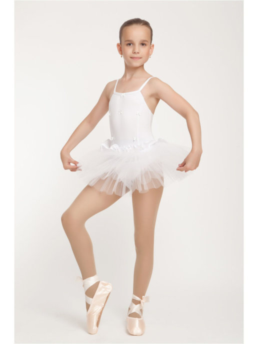 Купальник для гимнастики и танцев с юбкой-пачкой из фатина