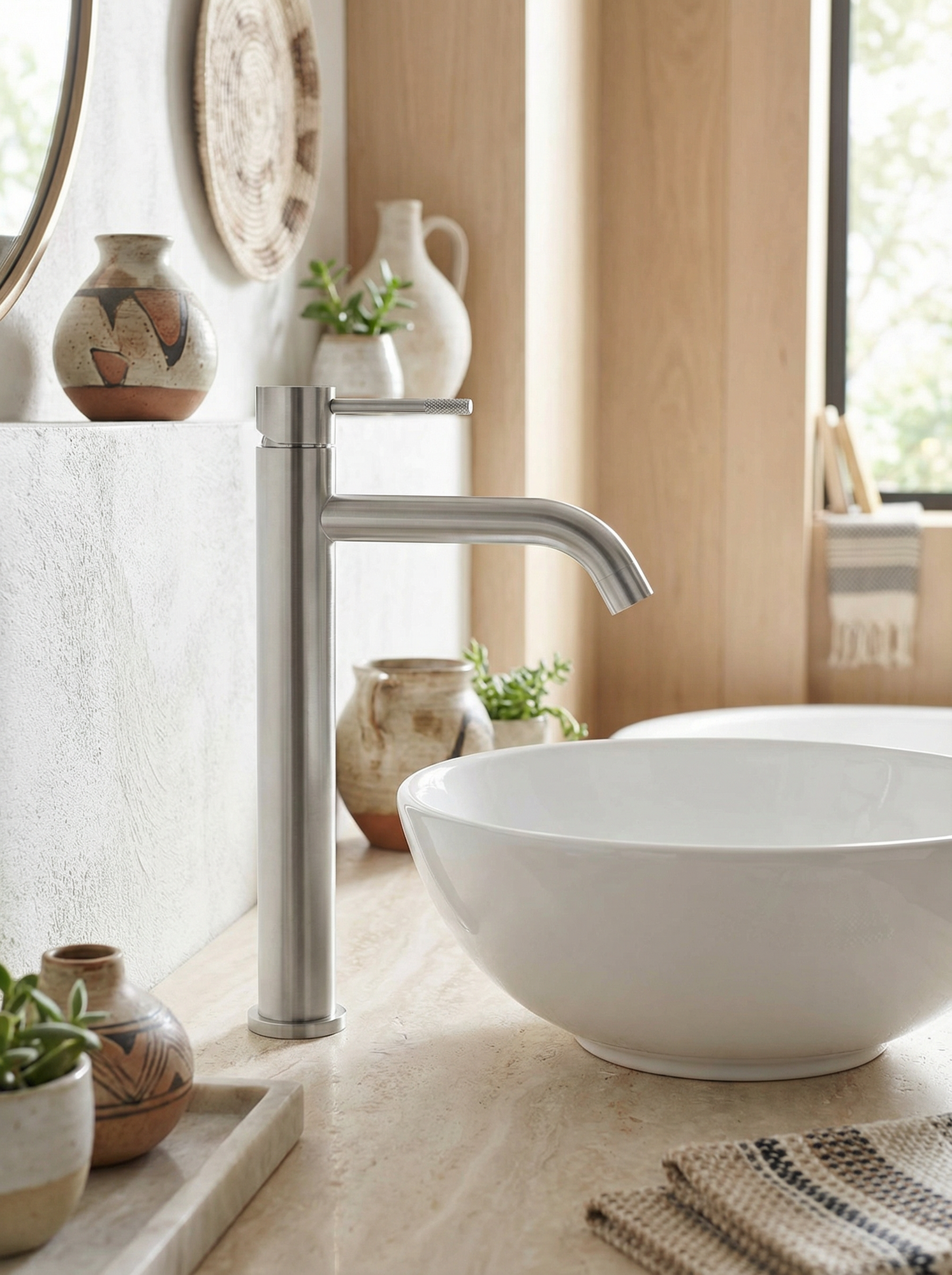 Смеситель "Vessel" VODA для раковины, высокий, нержавеющая сталь