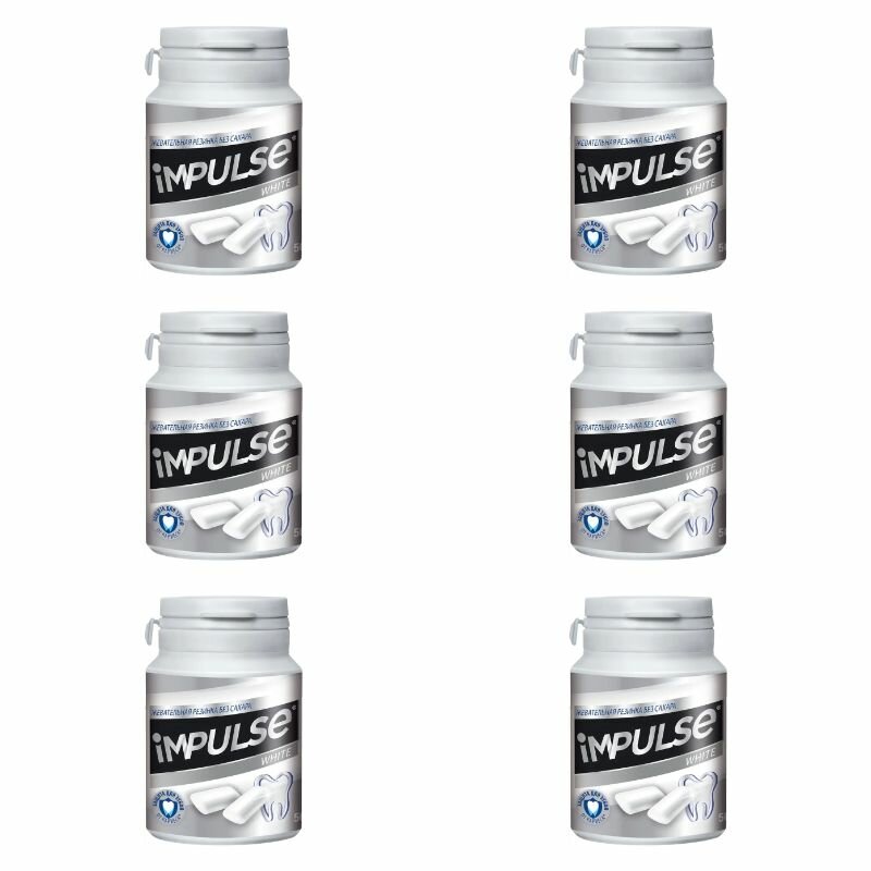 Impulse ice жевательная резинка white, 56 г, 6 упаковок