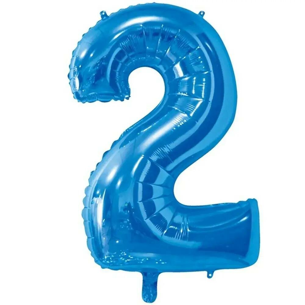 Воздушный шар Веселая затея "Цифра 2", Blue, 26 дюймов