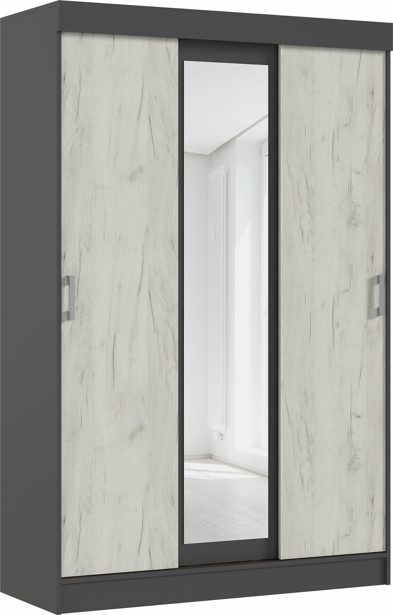 Шкаф-купе Брауни 1300х2016х520 для дома (Дуб Крафт Белый/Графит) МИФ