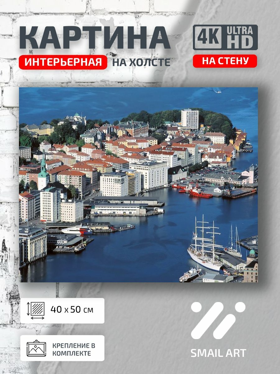 Картина на холсте интерьерная 40 на 50 на стену Европа Norway для кабинета атмосфера декор
