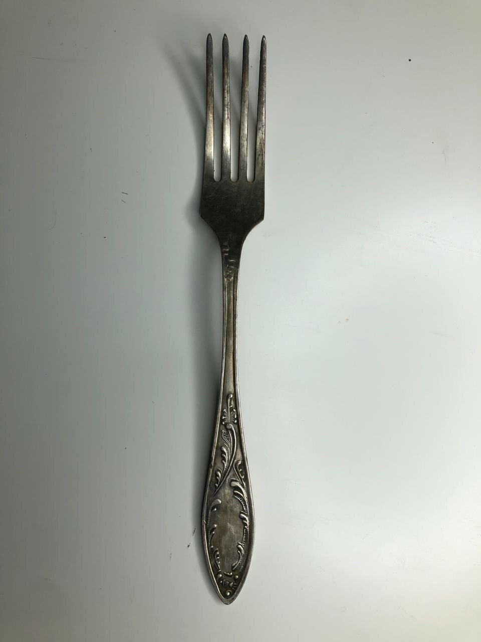 Вилка столовая винтажная, СССР, Кольчугино "ажурная", 21см, мельхиор