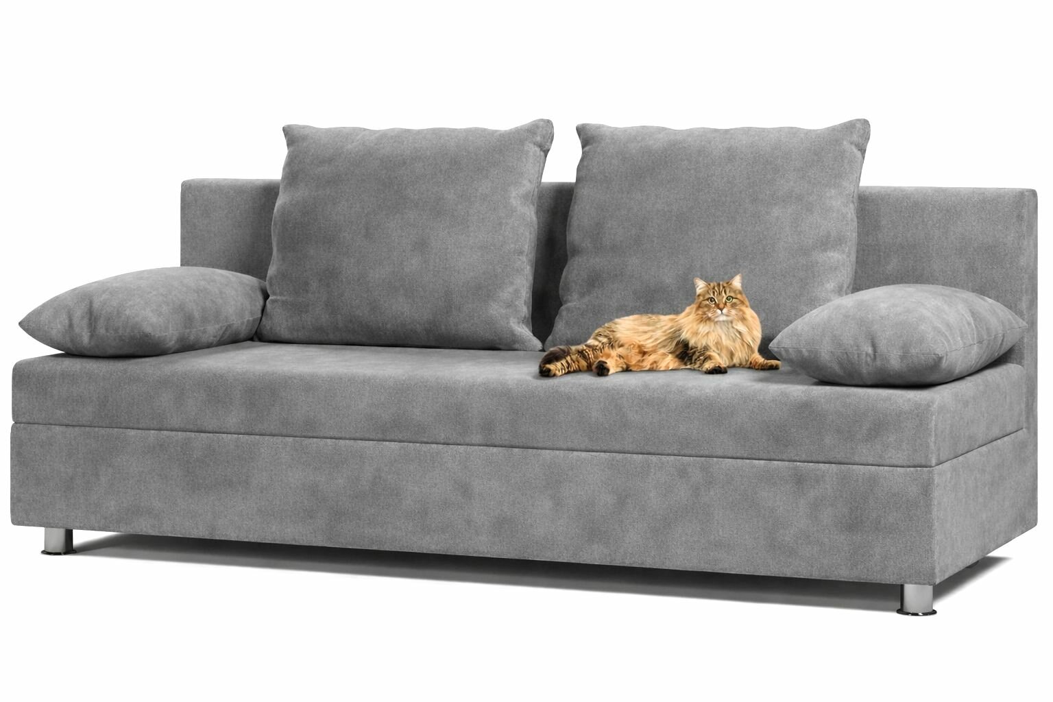 Диван прямой раскладной Британия еврокнижка, серый велюр Кабрио