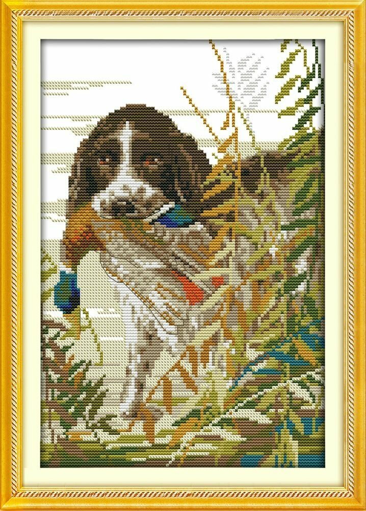 Эксклюзивный набор для вышивки крестом 32x44 см, схема Собака которая ест на 11CT