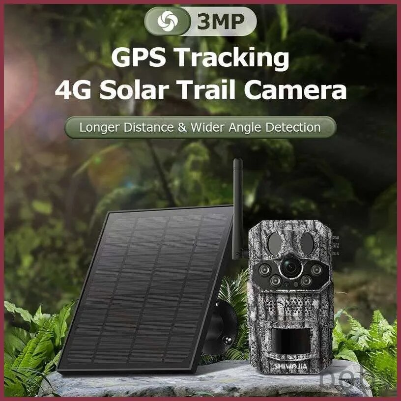 Фотоловушка SHI WOJIA с солнечной панелью, GPS Tracking, 4G, для охоты, камера для наблюдения за дикой природой — фото 1