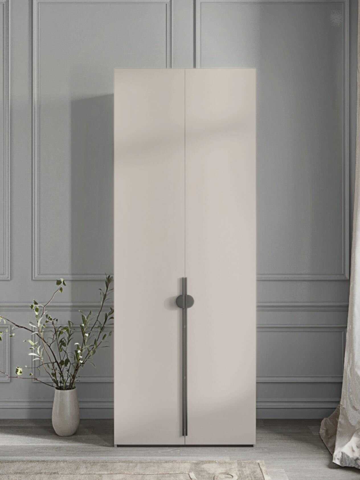 Casa Mia 80x60x210 см. шкаф в детскую комнату распашной, 2-дверный с полками и штангой, кашемир, ручка скоба 448 мм