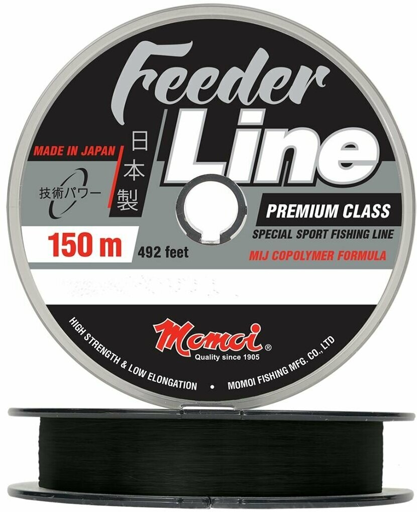 Монофильная леска для рыбалки Momoi Feeder Line 0,21 мм, 4,7 кг, 150 м, черная, 1 штука