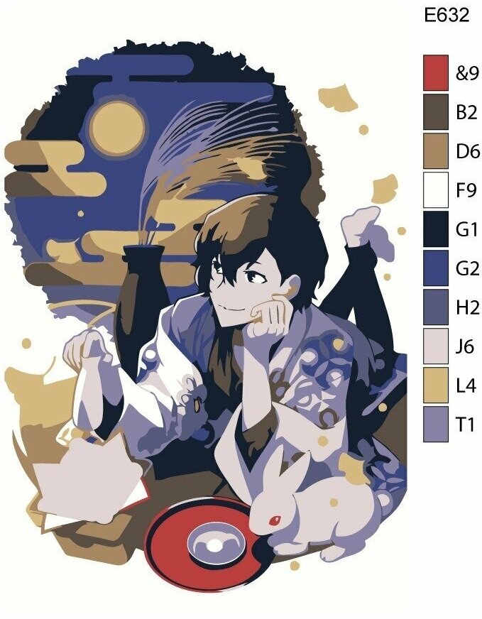 Детская Картина по номерам E632 "Аниме - великий из бродячих псов. Осаму Дазай" 20х30