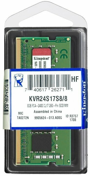Оперативная память SoDimm DDR-4 8Gb 2600MHz Kingston KVR26S19S8/8