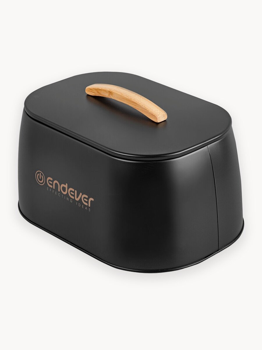 Хлебница ENDEVER Bamboo-05, стальная, со съемной крышкой, черная