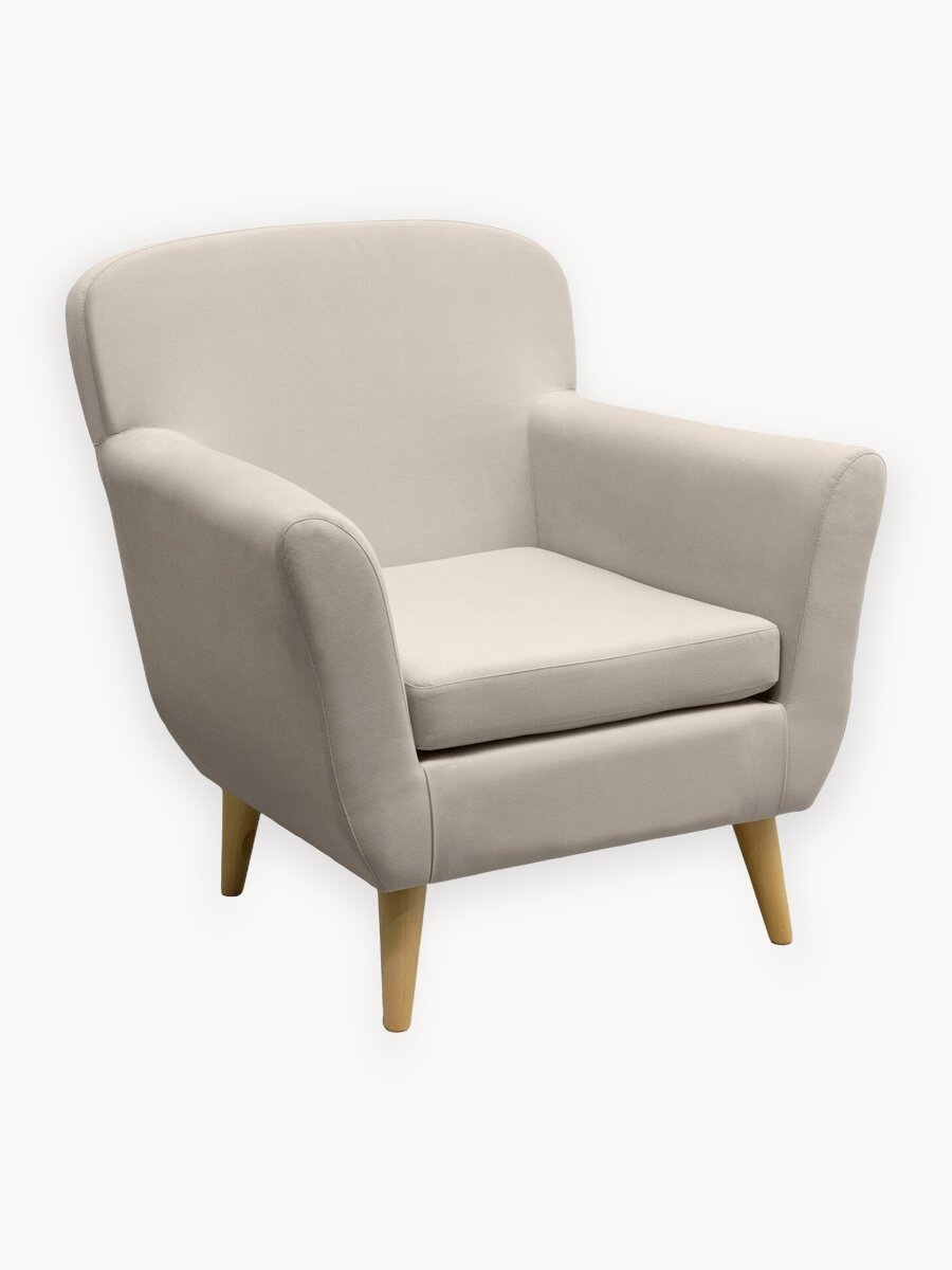 Кресло М-Стиль Орион, нераскладное, на ножках, велюр, бежевое