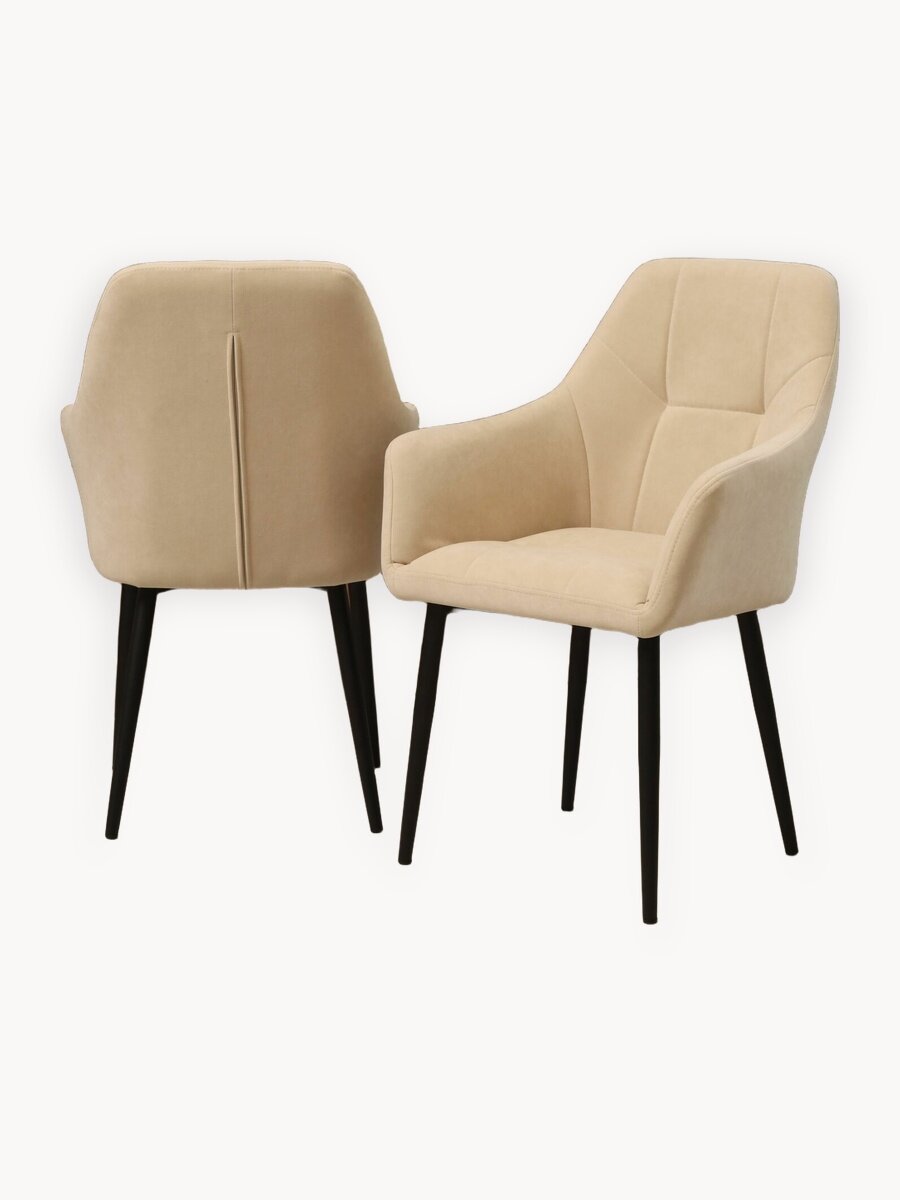 Стулья - кресла для кухни с поворотным механизмом 360 градусов Альтаир, в бежевом цвете , комплект 2 штуки