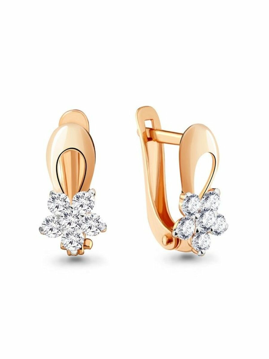 Серьги, красное золото, 375 проба, фианит