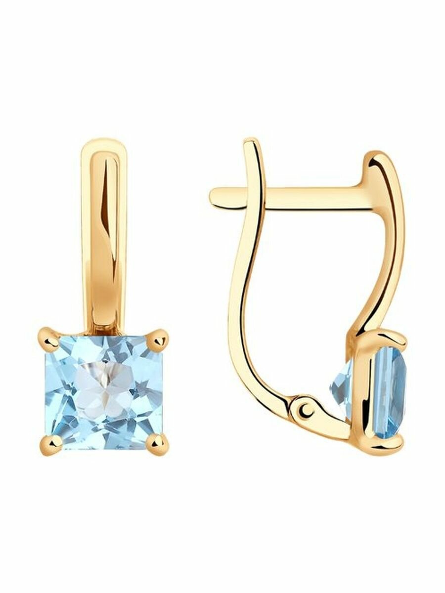 Серьги, красное золото, 375 проба, топаз