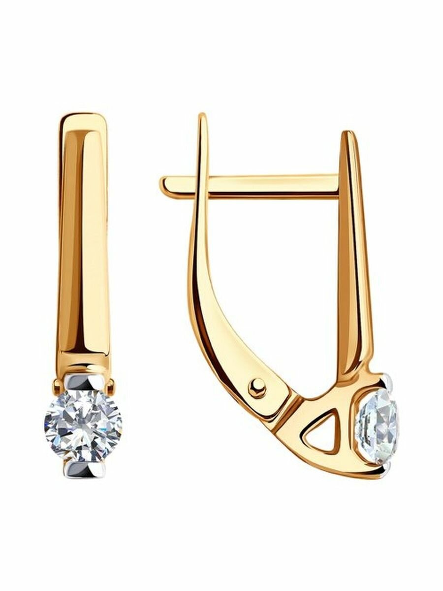 Серьги, красное золото, 375 проба, фианит