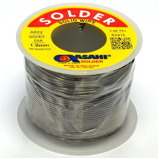 Припой Asahi WS60010F, 1.0мм 0.25кг Sn60/Pb40 без флюса