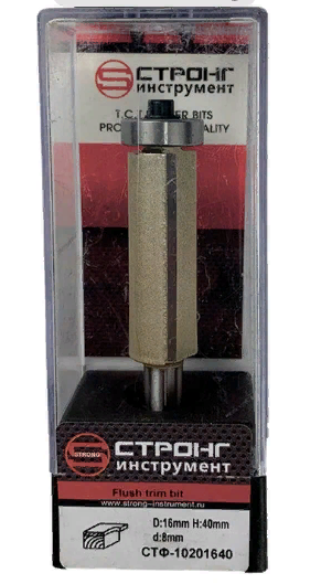 Фреза по дереву кромочная прямая Z2, 8/16D/40H мм, Strong СТФ-10201640, в упаковке 1 шт.