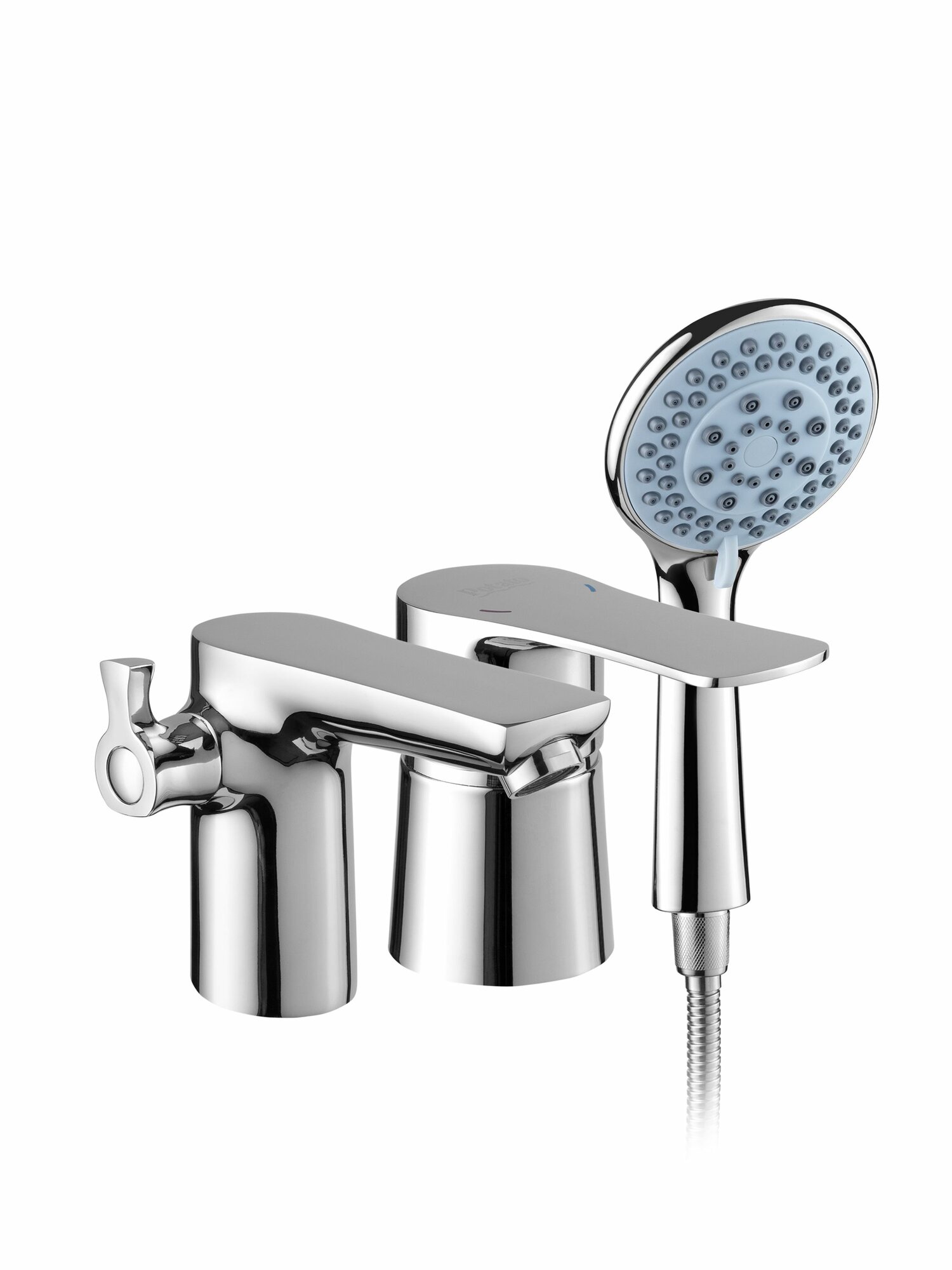 Смеситель для ванны врезной тройной латунный, хром