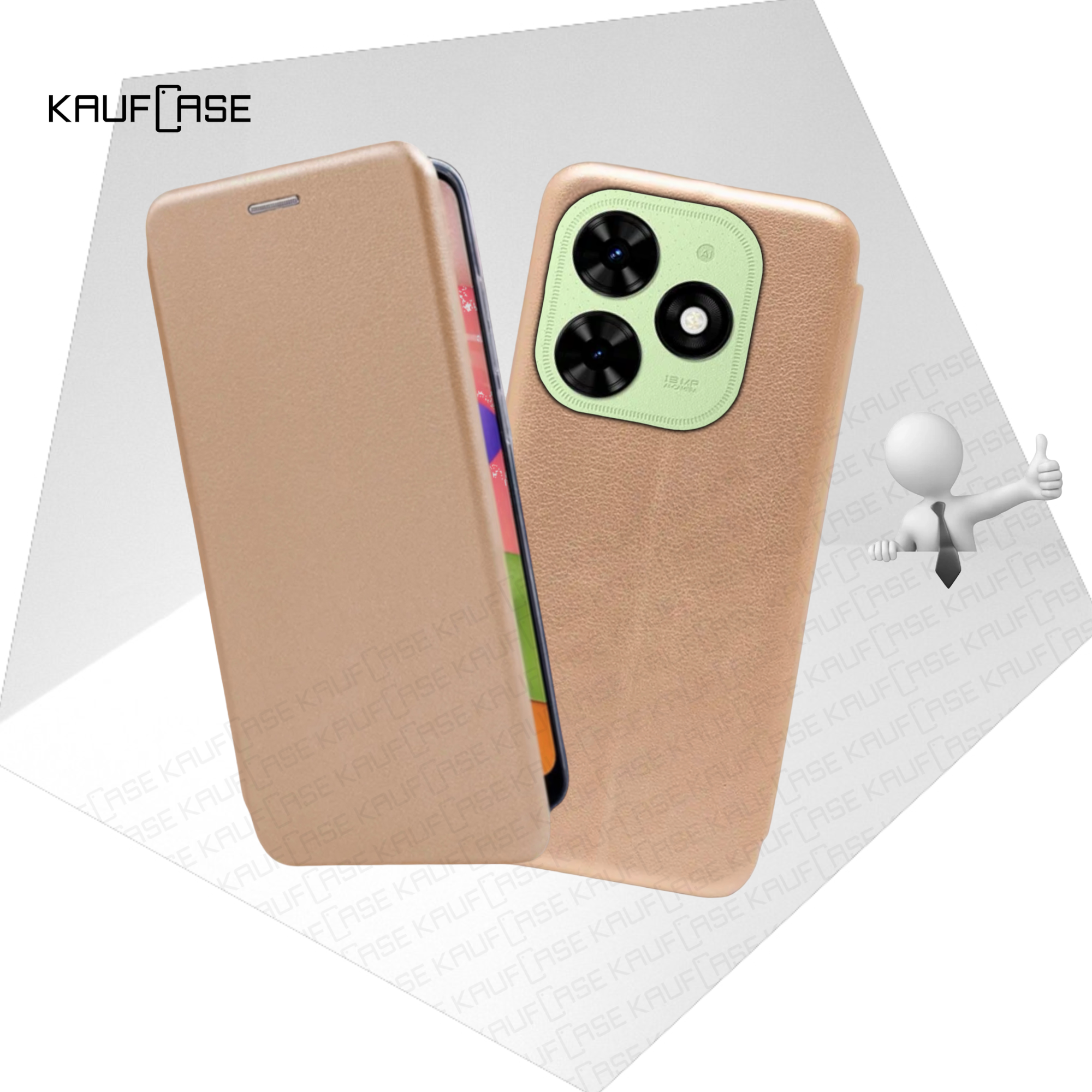 Чехол книжка для телефона Tecno Spark Go 2024 /Pop 8 (BG6) (6.6"), золото. Текстура под кожу
