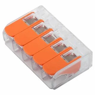 Универсальная клемма General на 5 проводов 10 шт монтажная, прозрачная с оранжевыми рычагами, компактная GTER4-05 800494