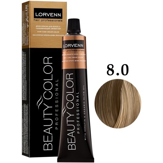 Краска для волос Lorvenn Beauty Color Professional, тон 8.0