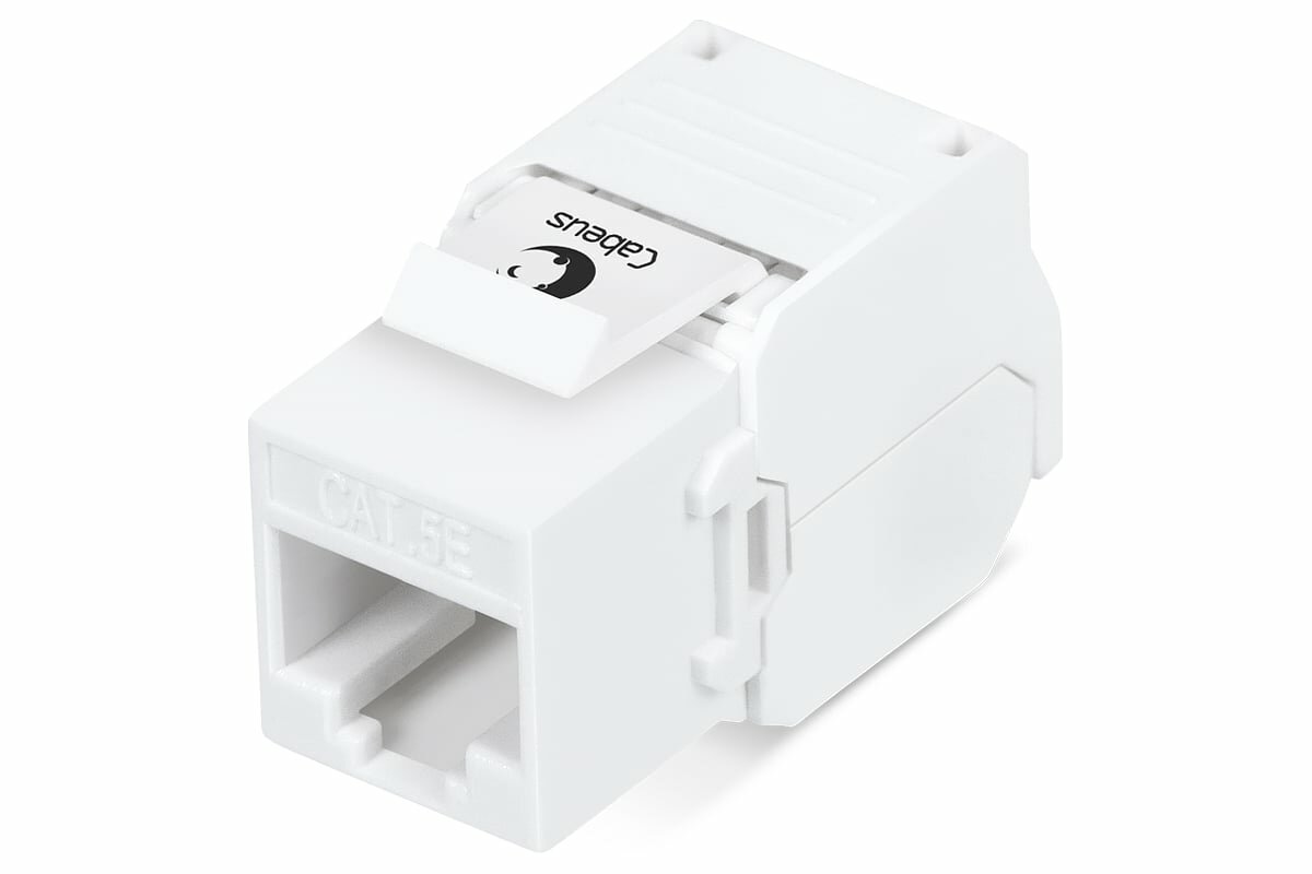 Keystone Cabeus Jack RJ‑45 180° Cat 5e без инструмента Toolless белый IP20 пластик модуль KeyStone для патч‑панелей и настенных розеток