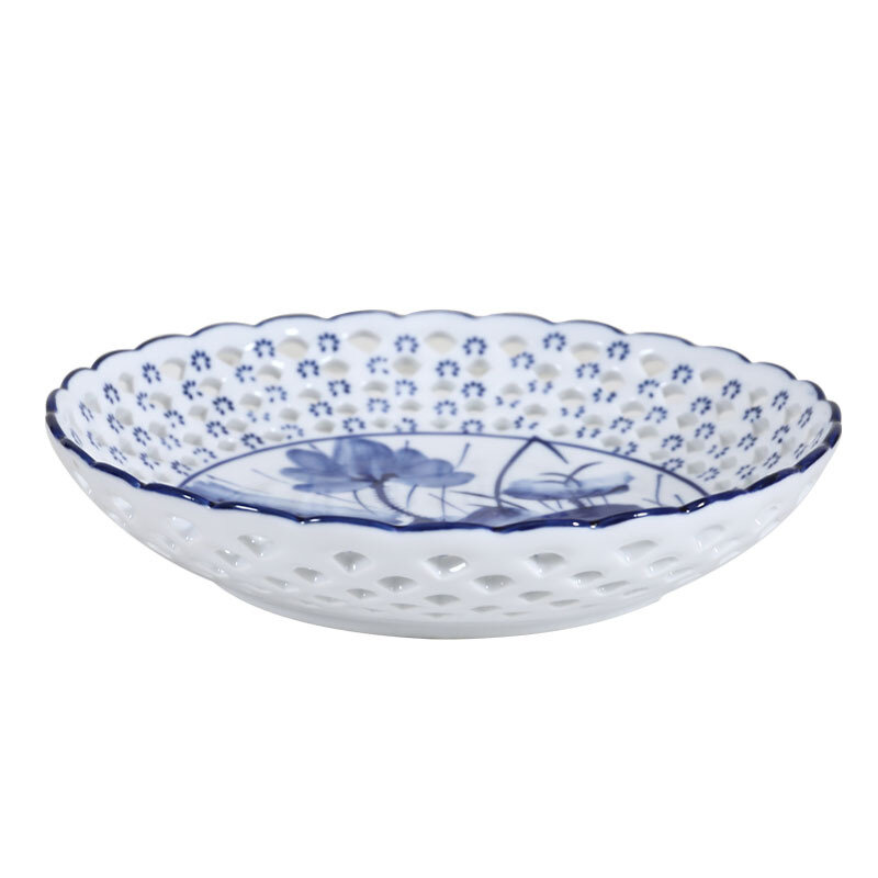 Тарелка "Блюдо для Будды", фарфор, 12", сине-белая, без ножек