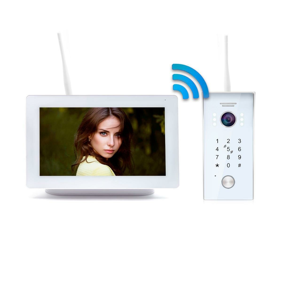 Беспроводной домофон TUYA 7 дюймов - SkyNet-700-Tuya (1+0)-Tuya (N52194CV) и радиоканальная вызывная панель с кодовым набором
