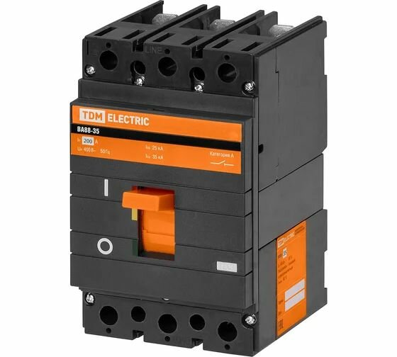 Автоматический выключатель TDM ELECTRIC ВА88-35, 3 полюса, 100 A, 35 kA, IP20, черный