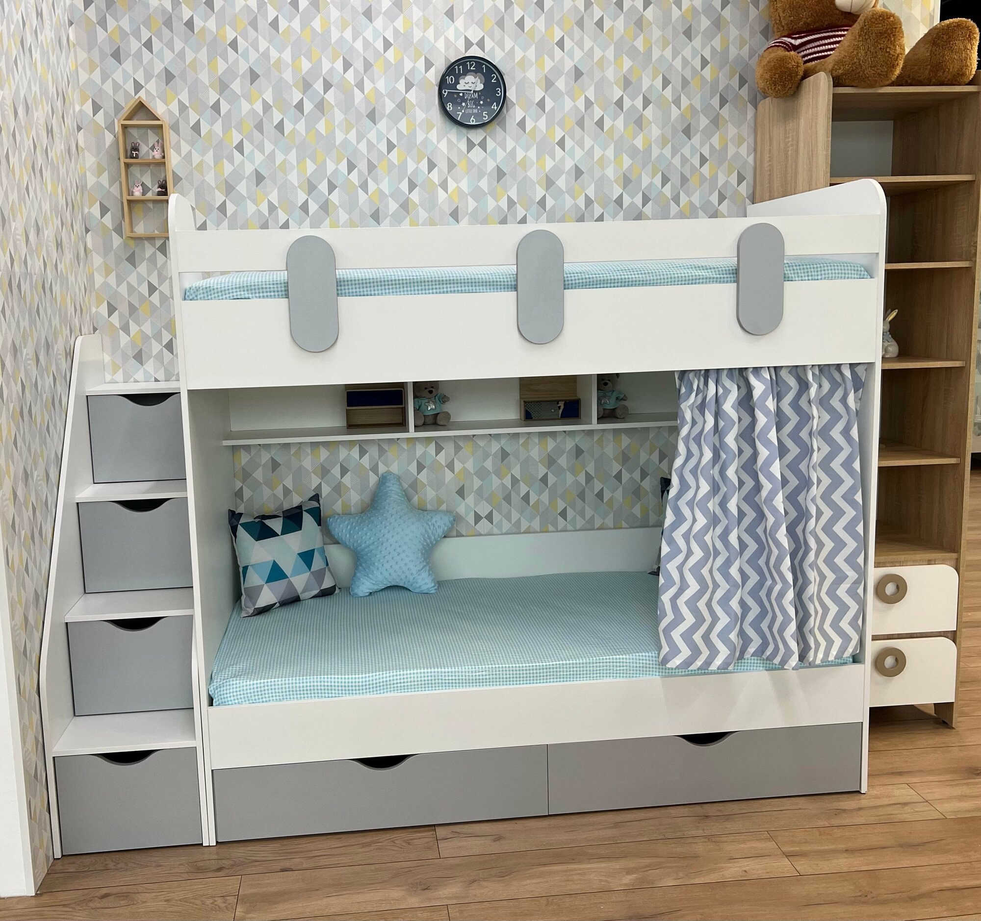 Кровать двухъярусная Фортуна (серебро+белый) универсальная