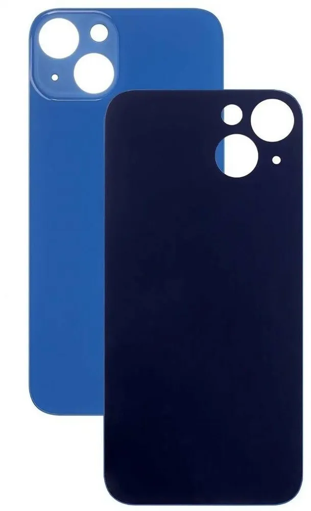 Задняя крышка для iPhone 13 Синий (стекло, широкий вырез под камеру, логотип)